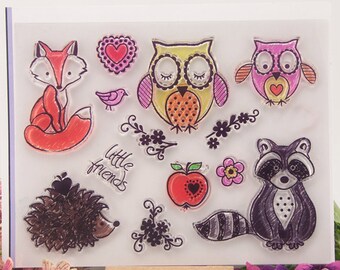 Fox Family Stamps With Ferns and Woodland Flowers Stamps for - Etsy UK