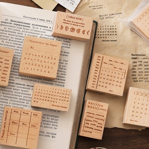 Clock in Stamp for Planner Diary Journal Memo Wooden Rubber - Etsy