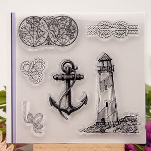 Anchor Lighthouse World Map Stamps Set Clear Rubbe Stamps for - Etsy