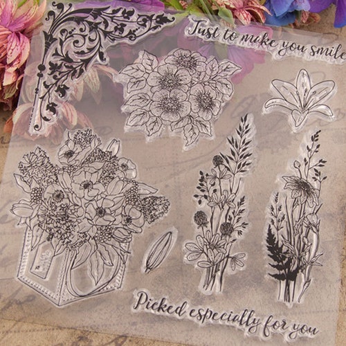 Clear Stamps for Card Making Rosebutterfly Floral Stamp Set - Etsy