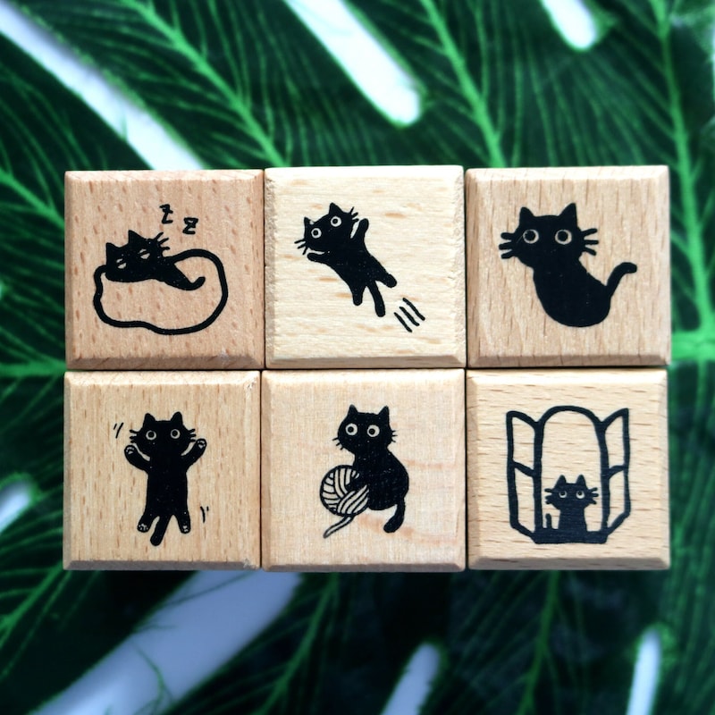 Wood Stamps Cats - Etsy Hong Kong
