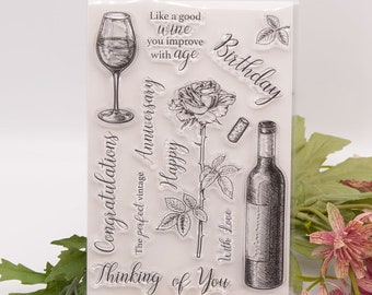 Wine Rubber Stamps | Etsy