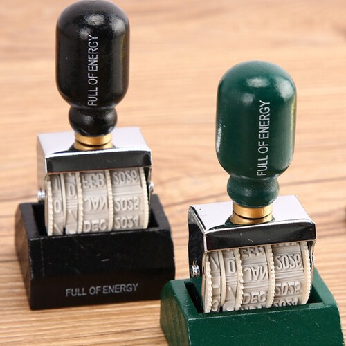 Retro Roller Stamp With Wood Base Calendar Date Stamp Diary - Etsy