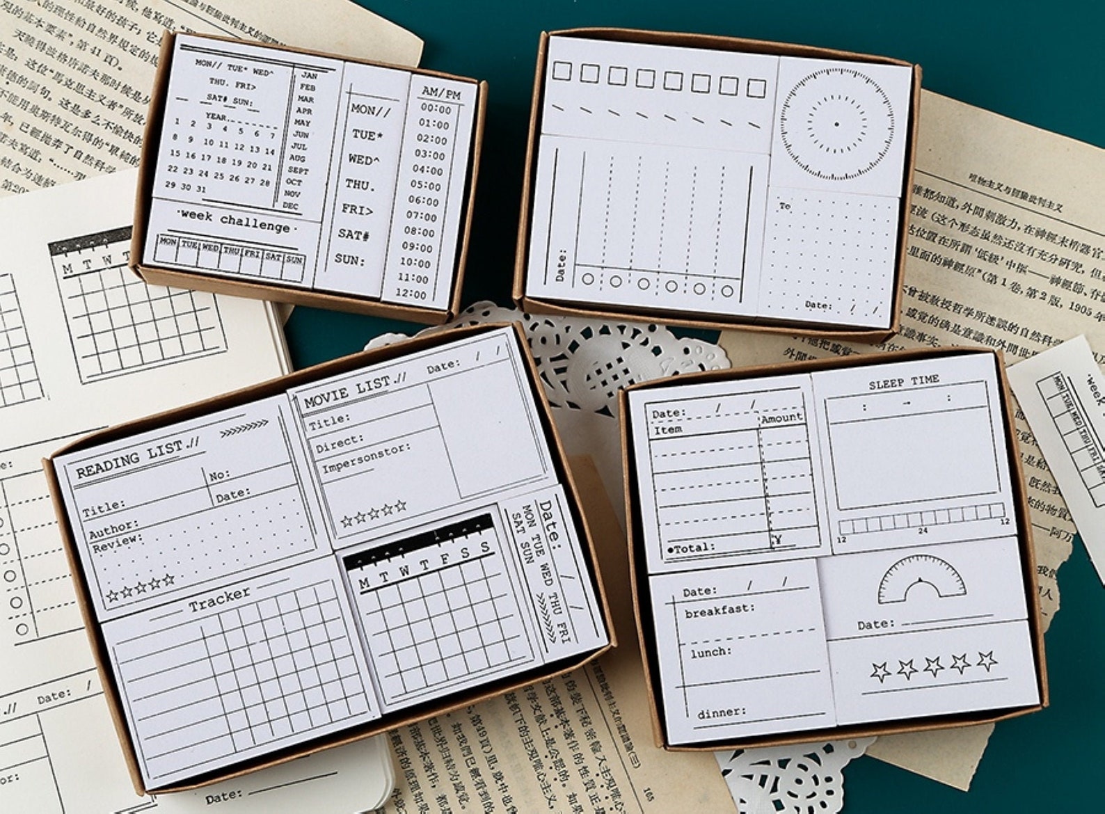 Planner Rubber Stamp Set Date Weekly Month Tracker Clock in - Etsy