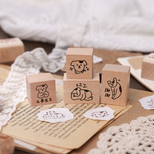Cute Puppy Stamp Kit Dog Wood Rubber Stamp for Planner Journal - Etsy
