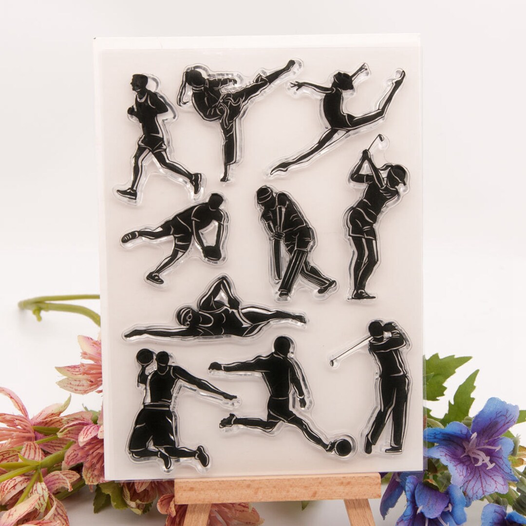 Large Athletes Stamps and Cutting Dies Sportsman Stamps for ...