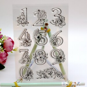 Large Number Stamp Set Floral Number Stamps for Card Tags Labels Making ...