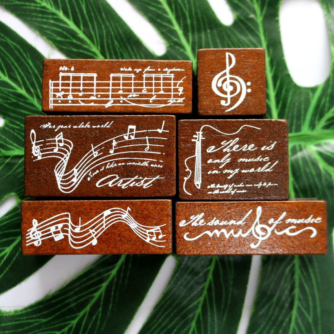 Musical Note Stamp Wood Rubber Stamp for Journal Diary Plannr Decorate ...