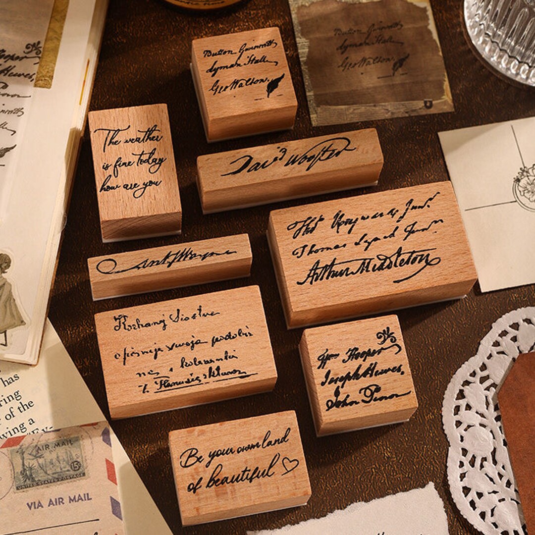 English Sentences Stamps Set of 8 Pcs Vintage Wood Rubber Stamps for ...