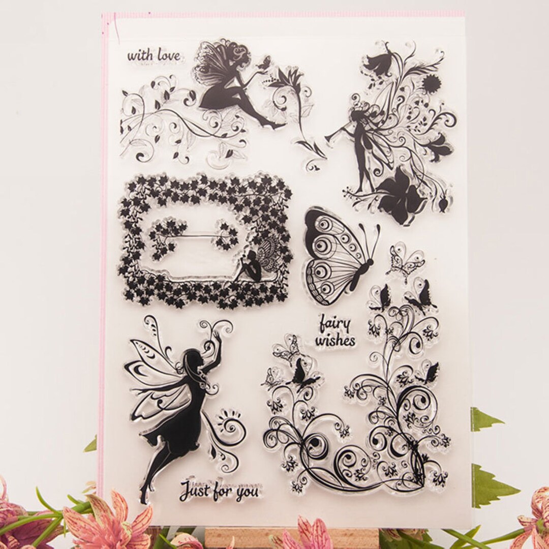 Fairy Stamp Set, Wreath, Floral Stamps, DIY Scrapbooking, Card Making ...