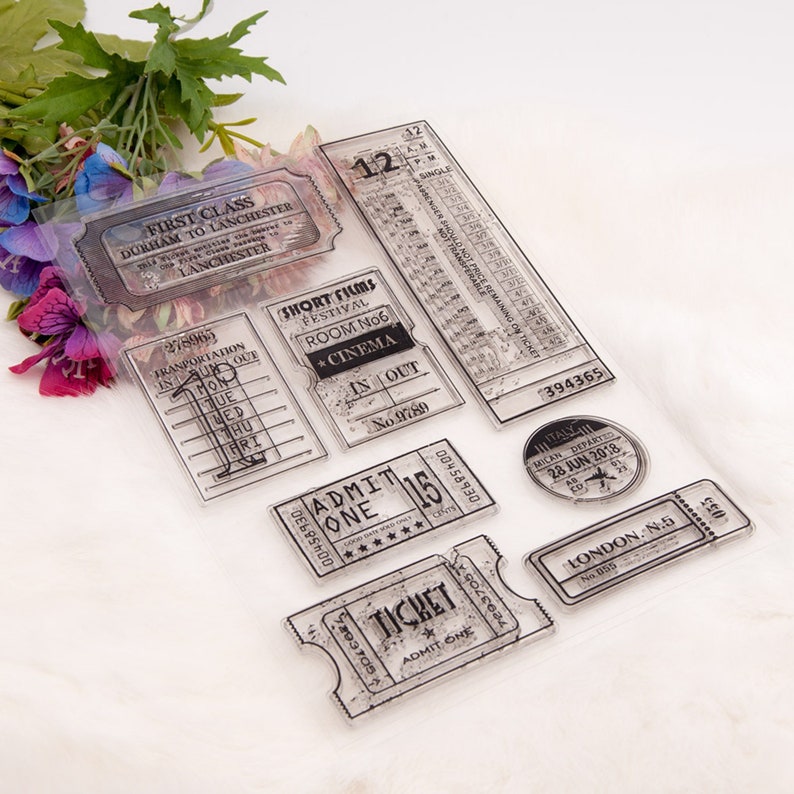 Clear Vintage Ticket Stamp Kit for Planner Diary Journal - Etsy