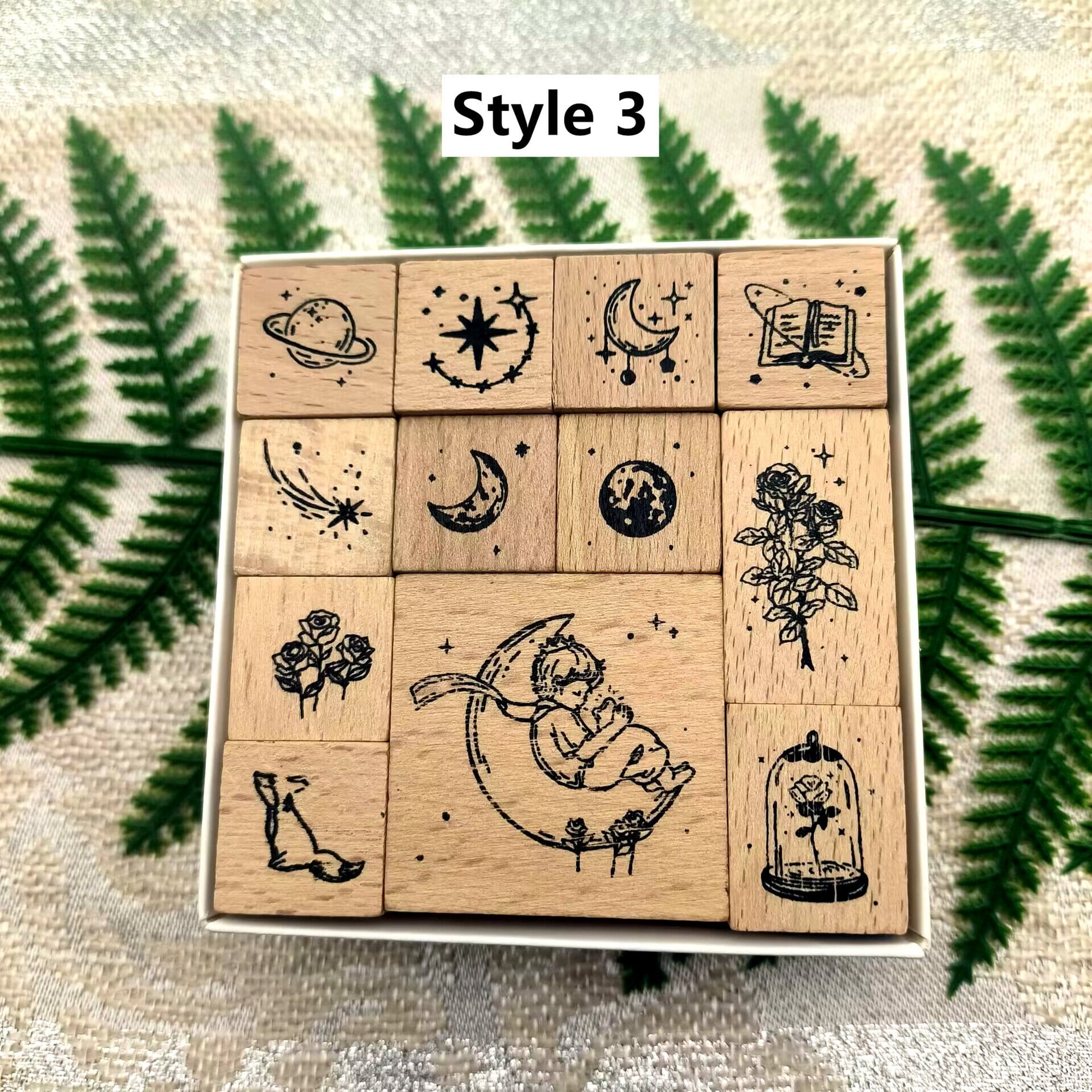 Moon Stars Wood Rubber Stamps Set for Card Making Scrapbooking - Etsy UK
