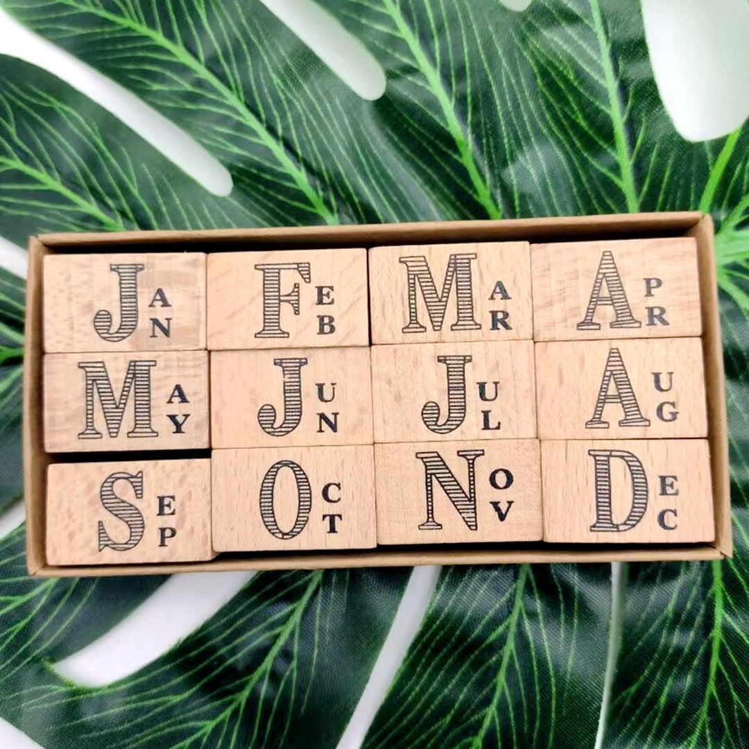 Month Planner Stamp Set: Rubber Calendar Date Stamps (12 Pcs) - Etsy