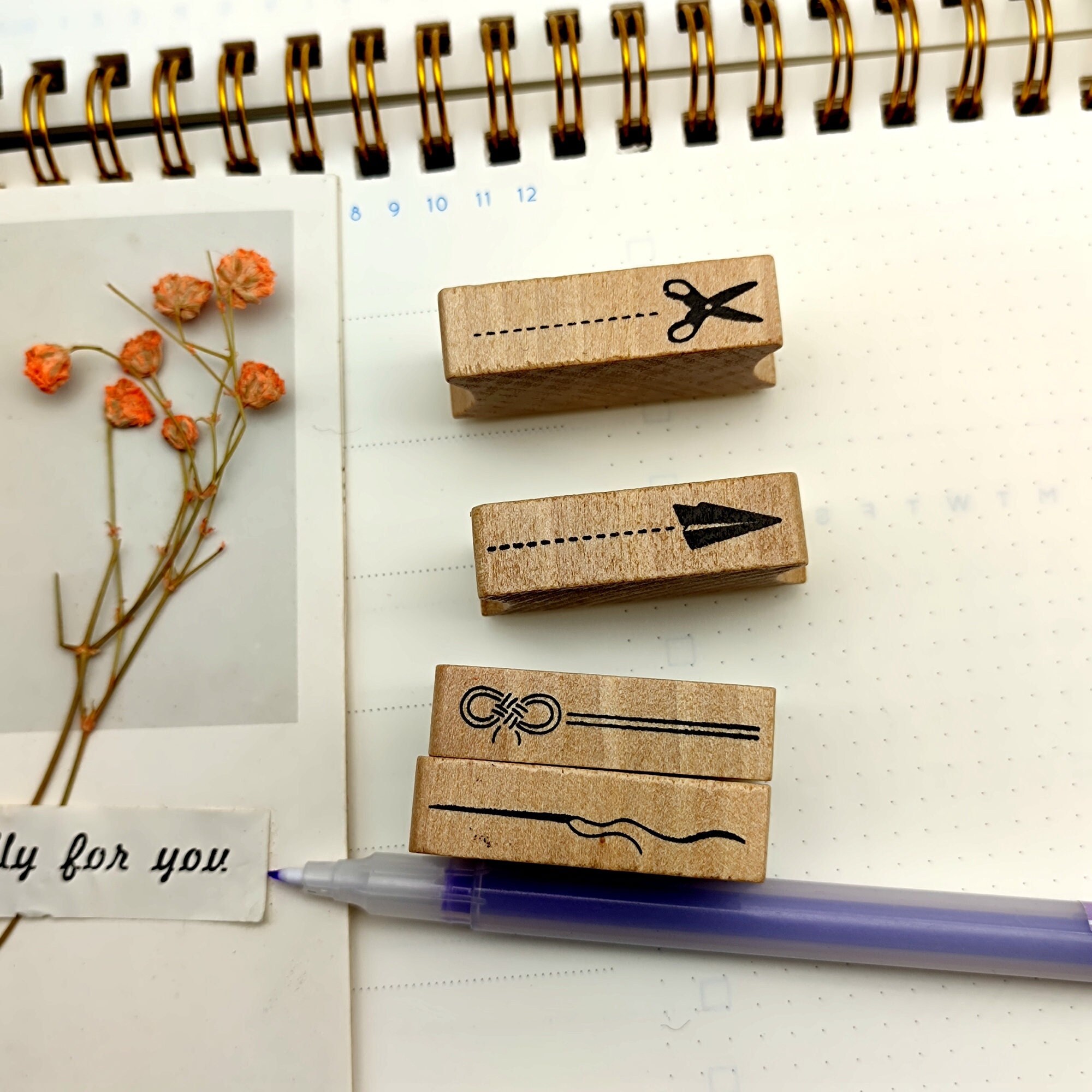 Lovely Line Break Stamps Split Line Wood Rubbe Stamps Set of | Etsy