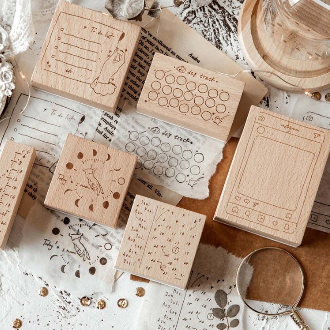 Clock in Stamp for Planner Diary Journal Memo Wooden Rubber - Etsy