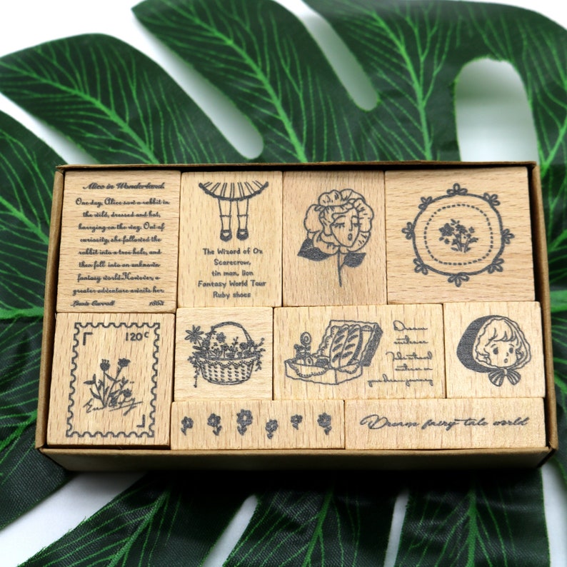 Wooden Rubber Stamp Set: Bunny, Bear, Strawberry - Planner Stamps - Etsy