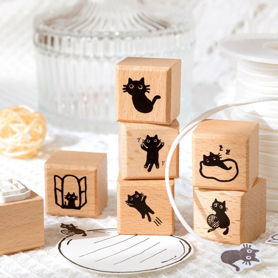Cute Kitty Stamps Lovely Cats Wood Rubber Stamps for Card Making ...