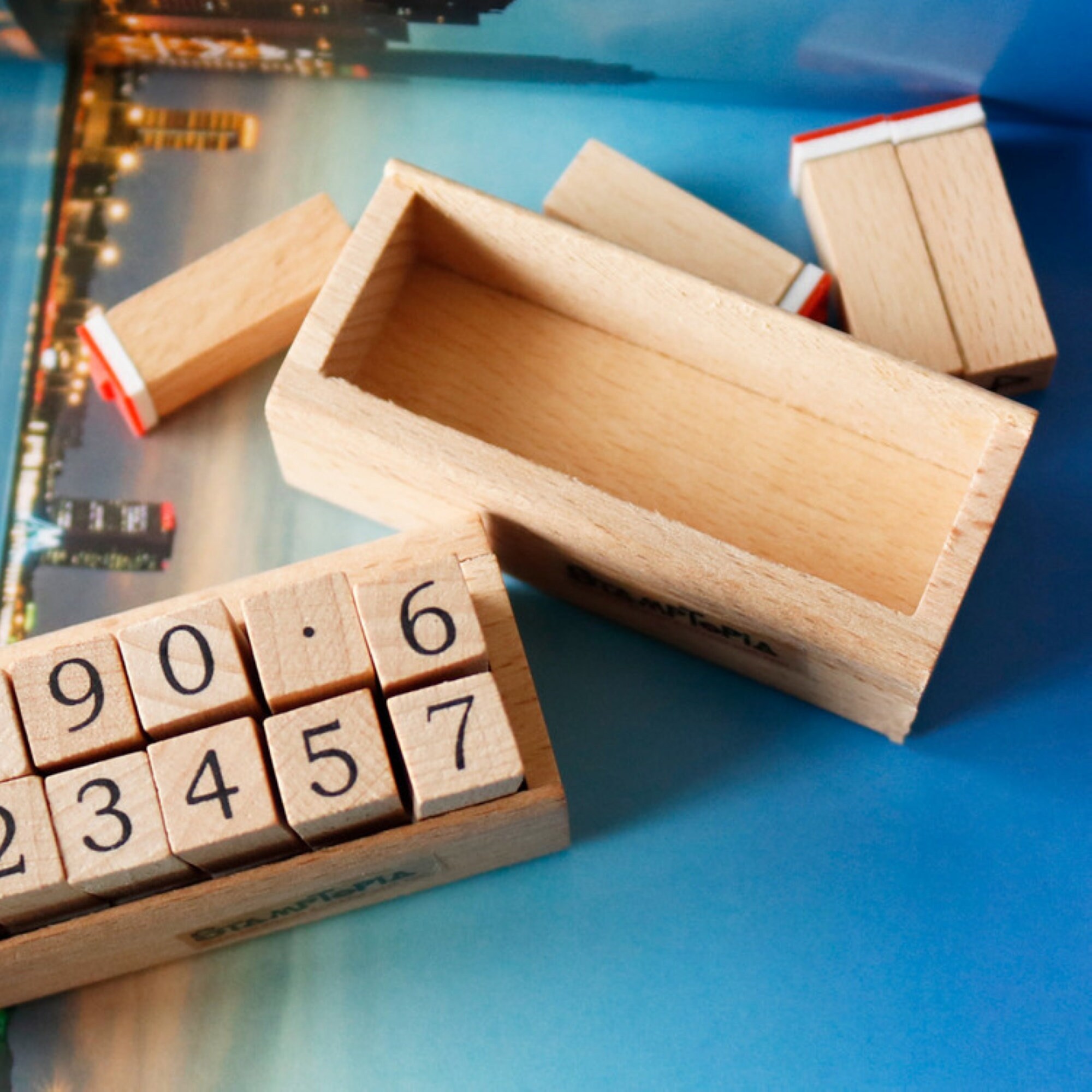 Rubber Number Stamp Set With Wooden Box Planner Stamps Phone | Etsy