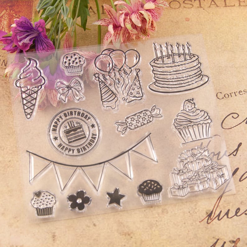 Happy Birthday Stamps Set Scrapbooking Card Making | Etsy