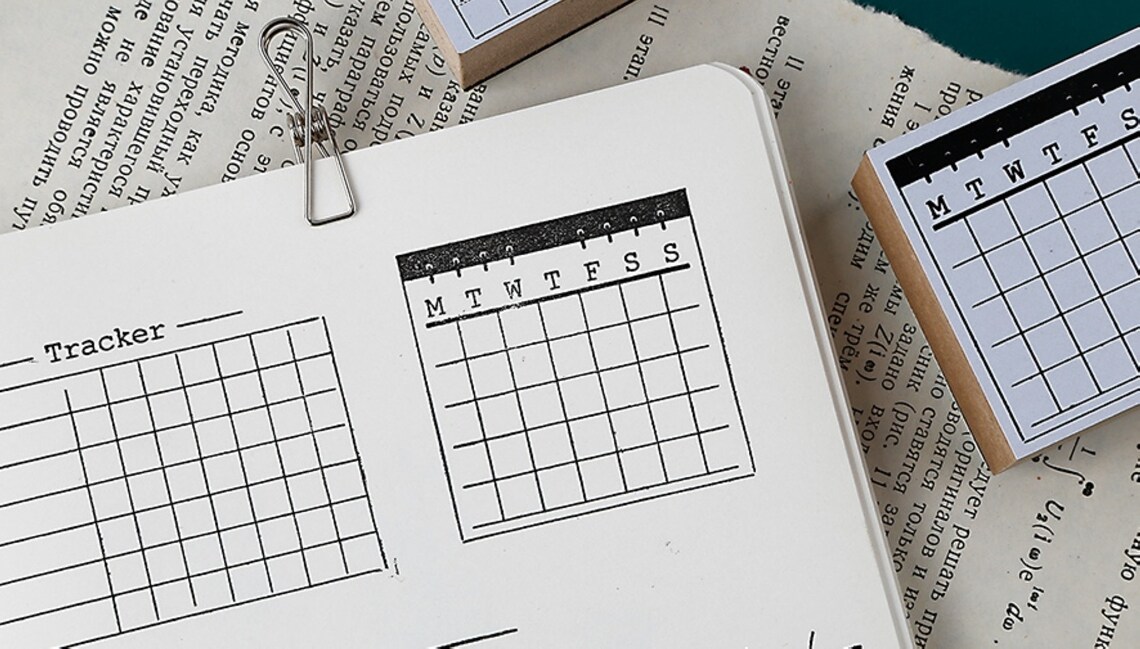 Planner Stamp Set Date Weekly Month Tracker Clock in Plann - Etsy