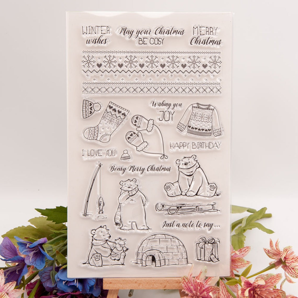 Winter Theme Stamps and Cutters Set for Kids Christmas Card - Etsy