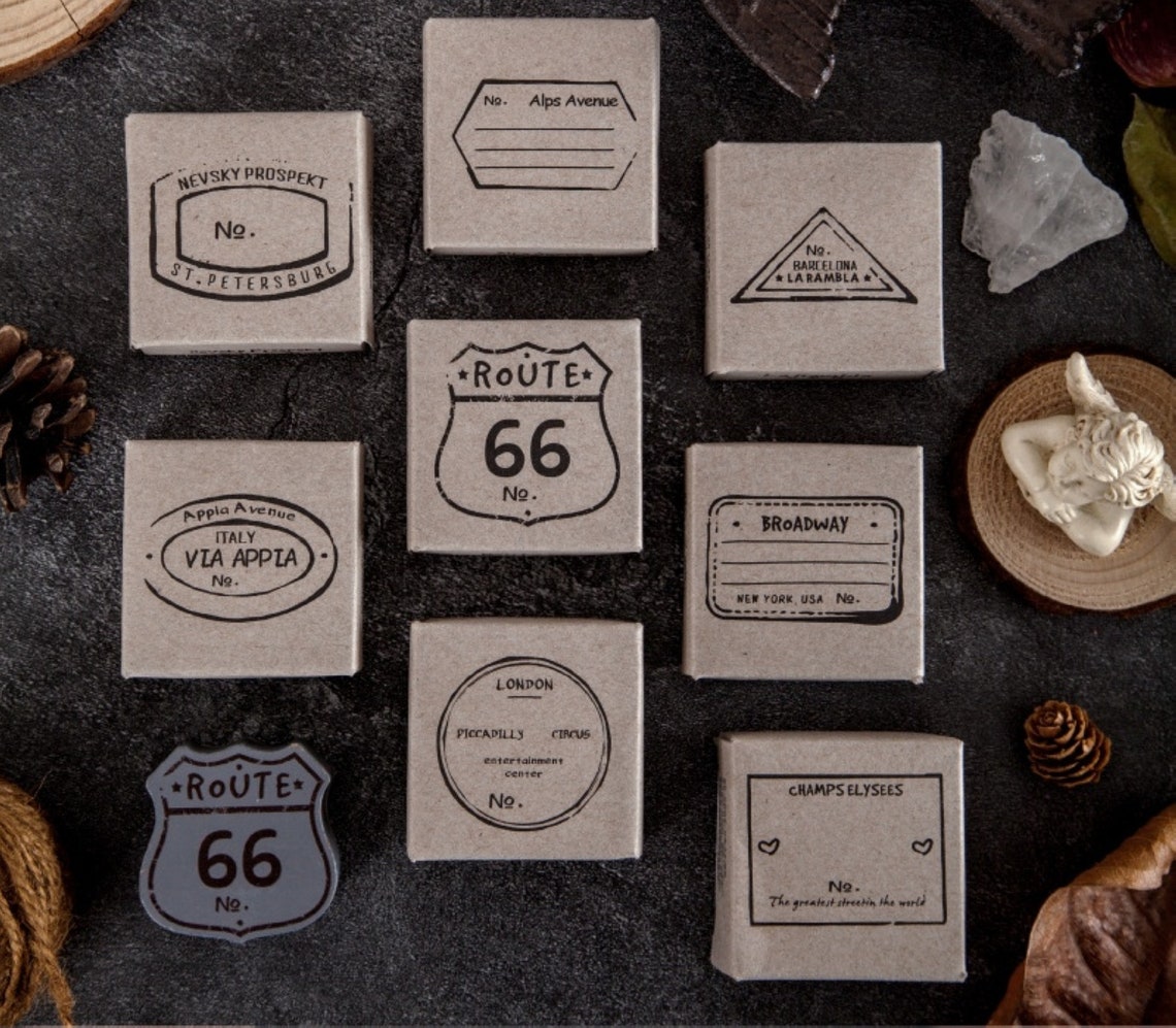 Vintage Wood Rubber Stamps Travel Stamp Journal Notebook - Etsy