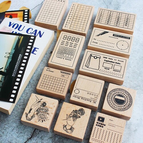 Planner Rubber Stamp Set Date Weekly Month Tracker Clock in - Etsy