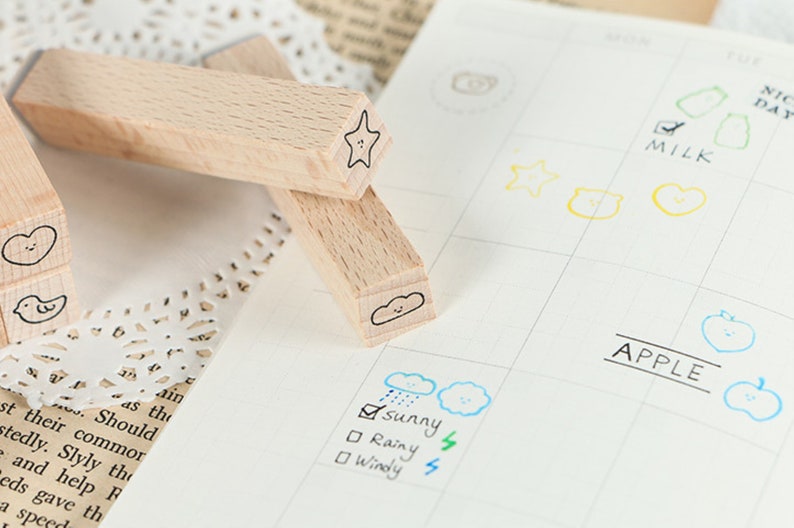 25PCS Diary Stamps Wooden Rubber Stamp Kit Fruit Food - Etsy