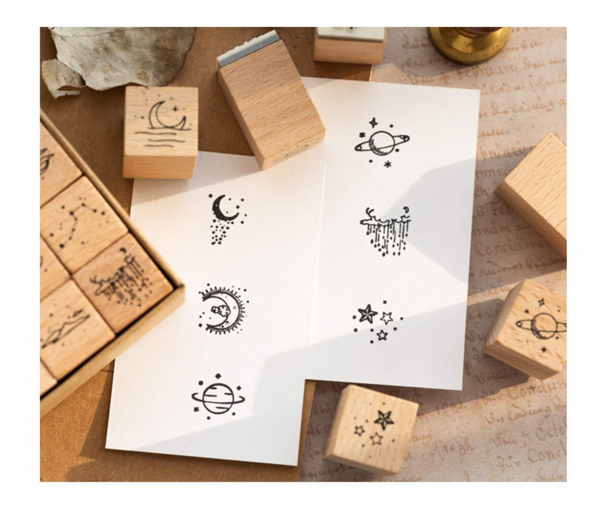 16pcs Moon Stamps Journal Stamp Set With Golden Ink Pad | Etsy