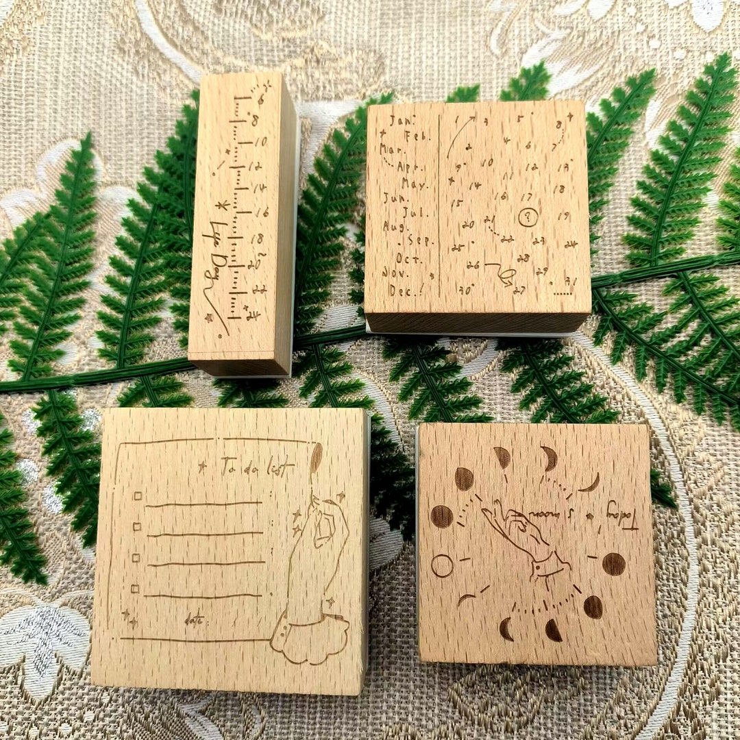 Clock in Stamp for Planner Diary Journal Memo Wooden Rubber Stamp 4 ...