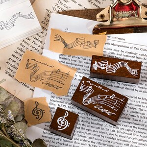 Musical Note Stamp Wood Rubber Stamp for Journal Diary Plannr Decorate ...