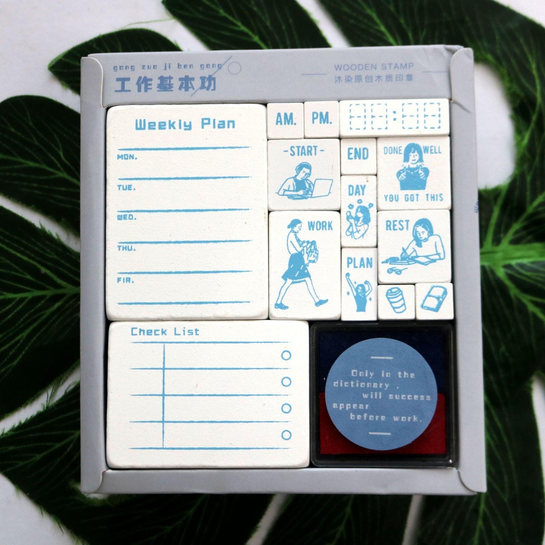 14pcs Daily Planner Rubber Stamp Set, Schedule Diary Planner Stamp ...