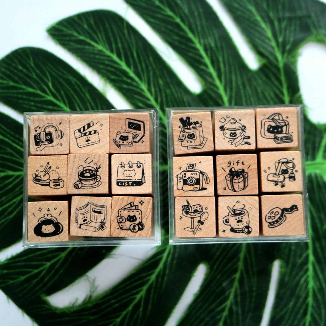 Diary Stamp Set Wood Rubber Stamps Decorative Journal Diary Planner ...