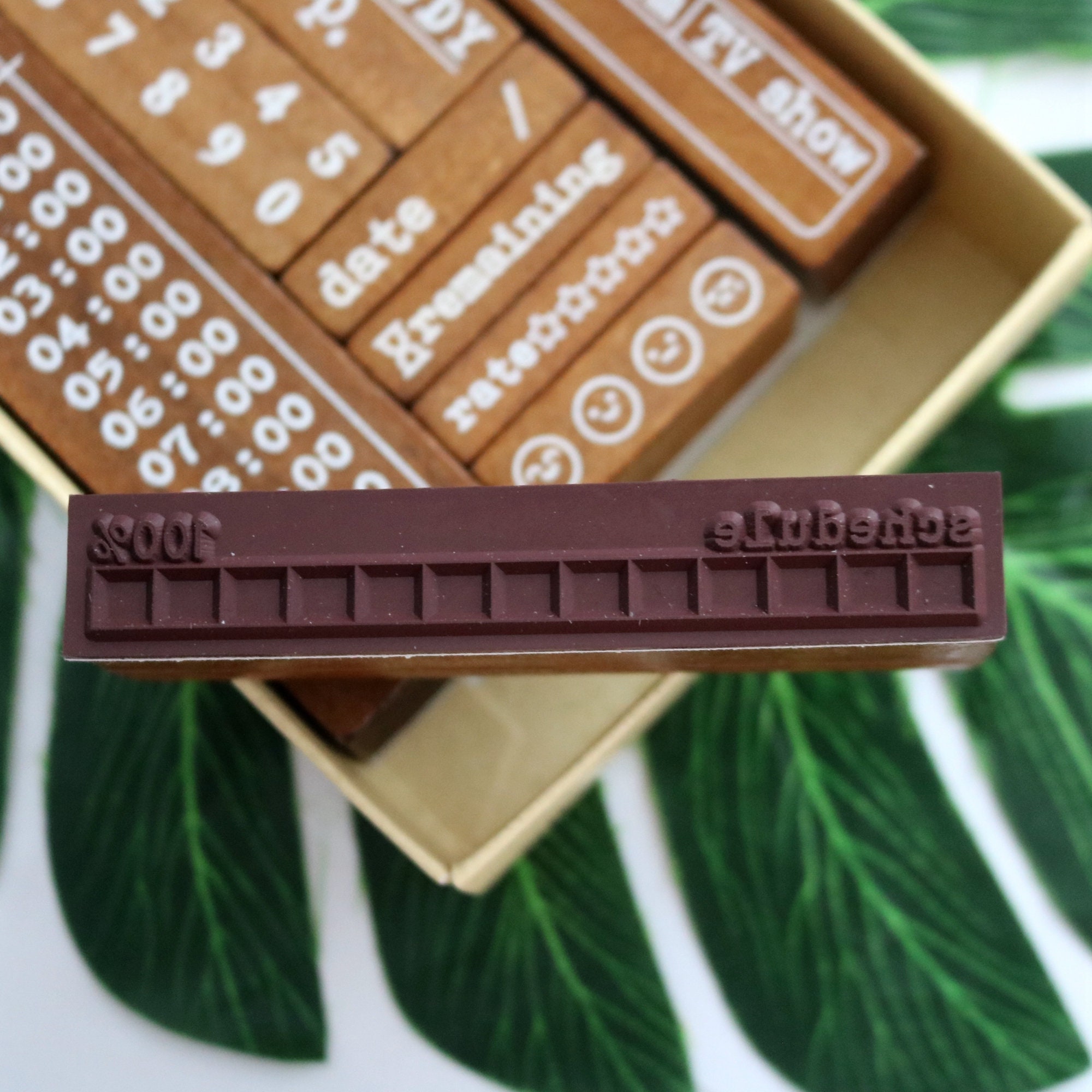 Planner Stamp Set: 12 Wood Rubber Stamps for Journaling Planner Diary ...