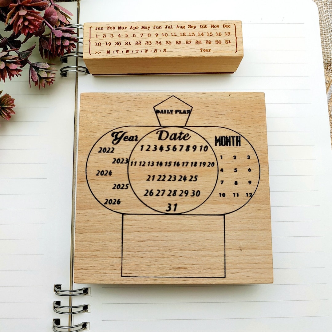 Habit Track Stamp Calender Stamp Schedule Stamp Wooden Rubbe Stamp Date ...