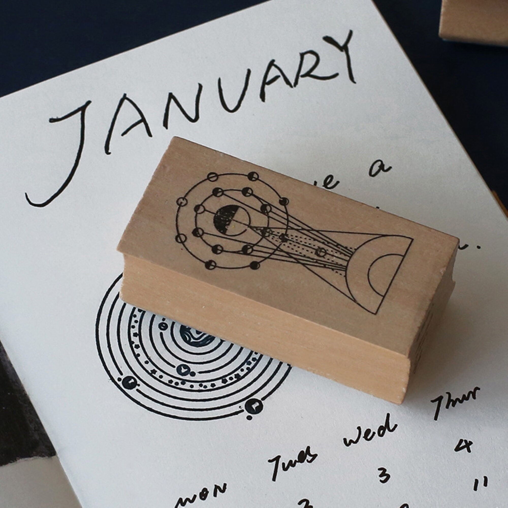 Galaxy Moon Earth Stamp Wooden Rubber Stamp For Post Card | Etsy