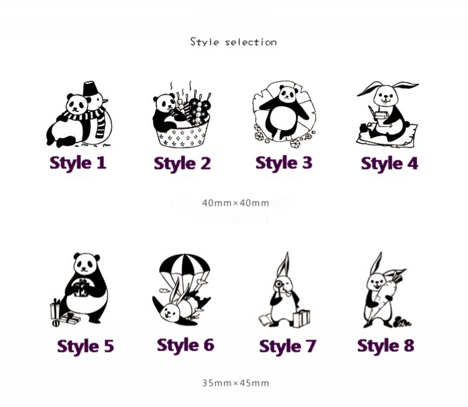 Animals Wood Rubber Stamp Panda Rabbit Bunny Stamp Diary Card | Etsy