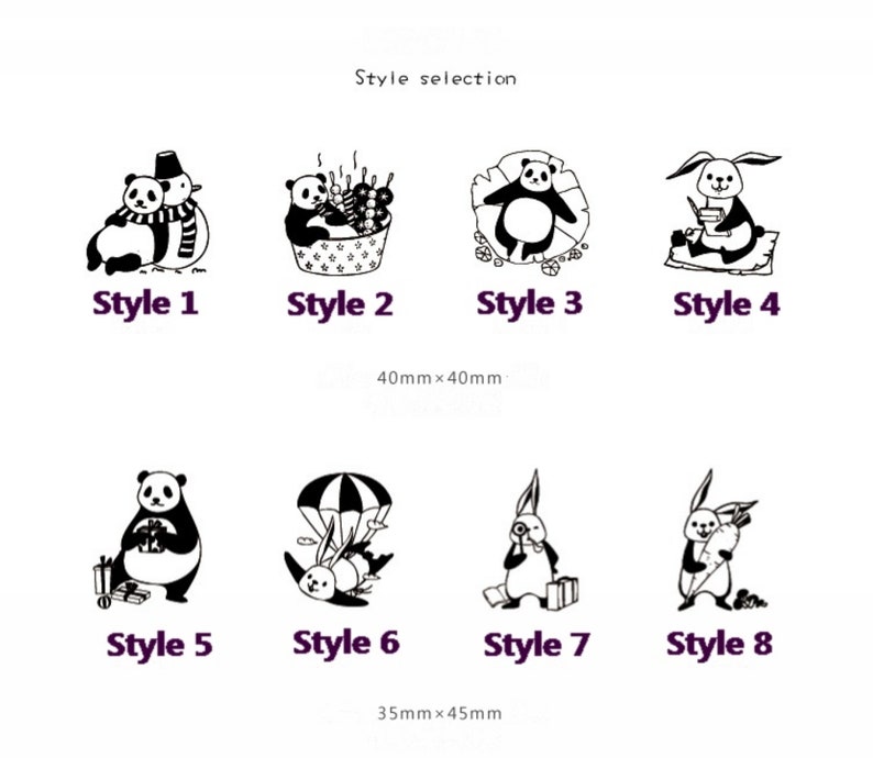 Animals Wood Rubber Stamp Panda Rabbit Bunny Stamp Diary Card | Etsy