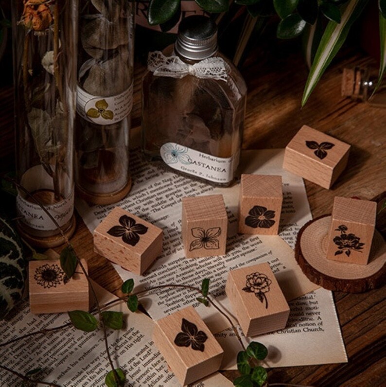 Pretty Floral Stamp Vintage Wood Rubber Stamp for DIY Deco - Etsy