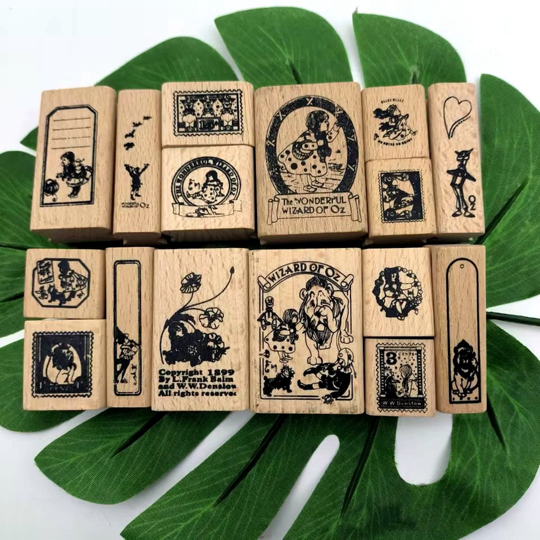 Cute Girly Stamp Set With Tin Box Wooden Rubber Stamp for Kids 4 Style ...