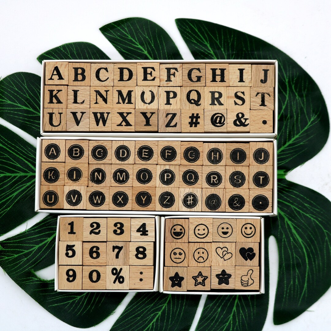 Letters Numbers Stamps Set Alphabet Emoji Wood Rubber Stamps for ...