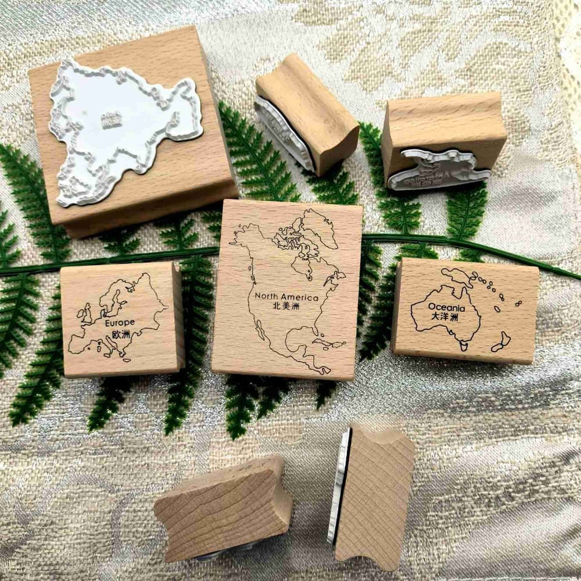 World Continent Map Wood Rubber Stamps: Scrapbooking DIY Set ...
