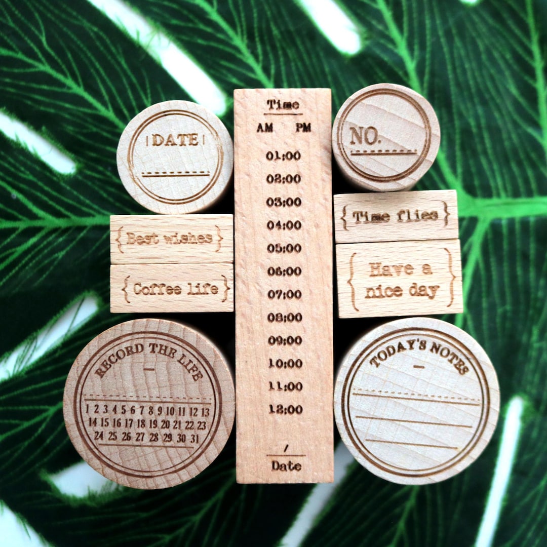 Wood Rubber Planner Stamps: Calendar, Date, Week, Month - 9 Style - Etsy UK