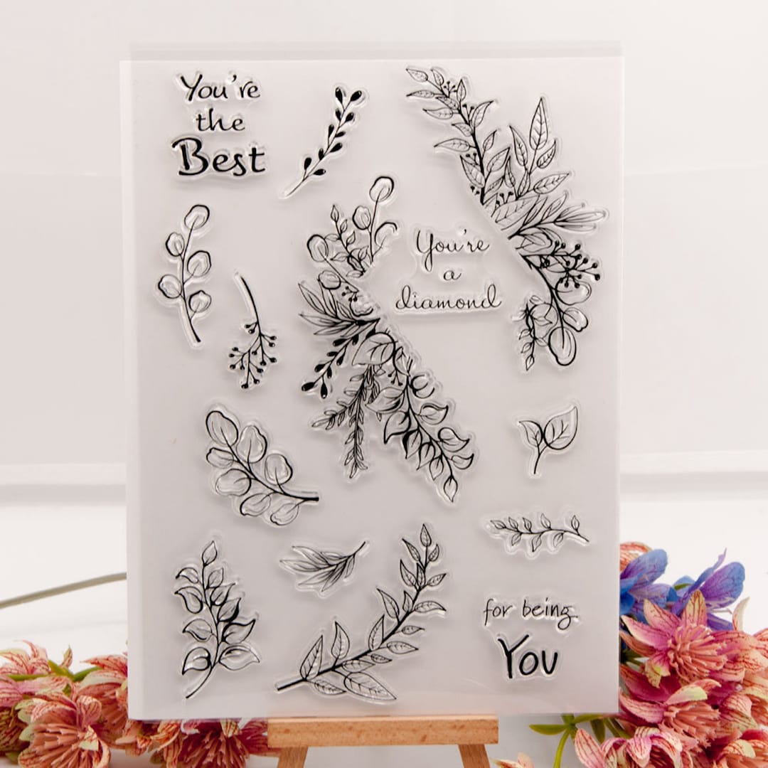 Large Card Making Stamps Set Floral Stamps Leaves Stamps Scrapbooking ...
