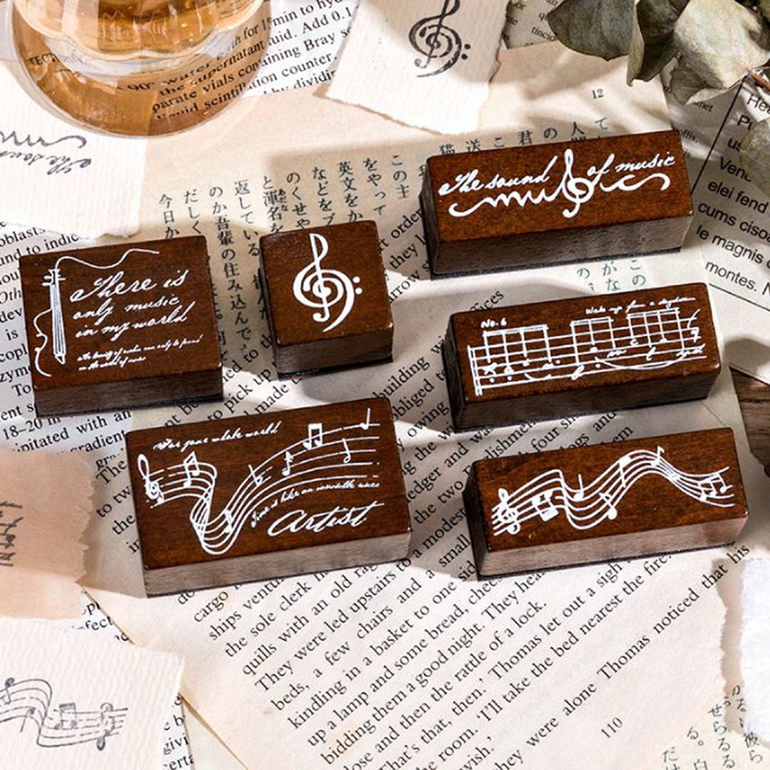 Musical Note Stamp Wood Rubber Stamp for Journal Diary Plannr Decorate ...