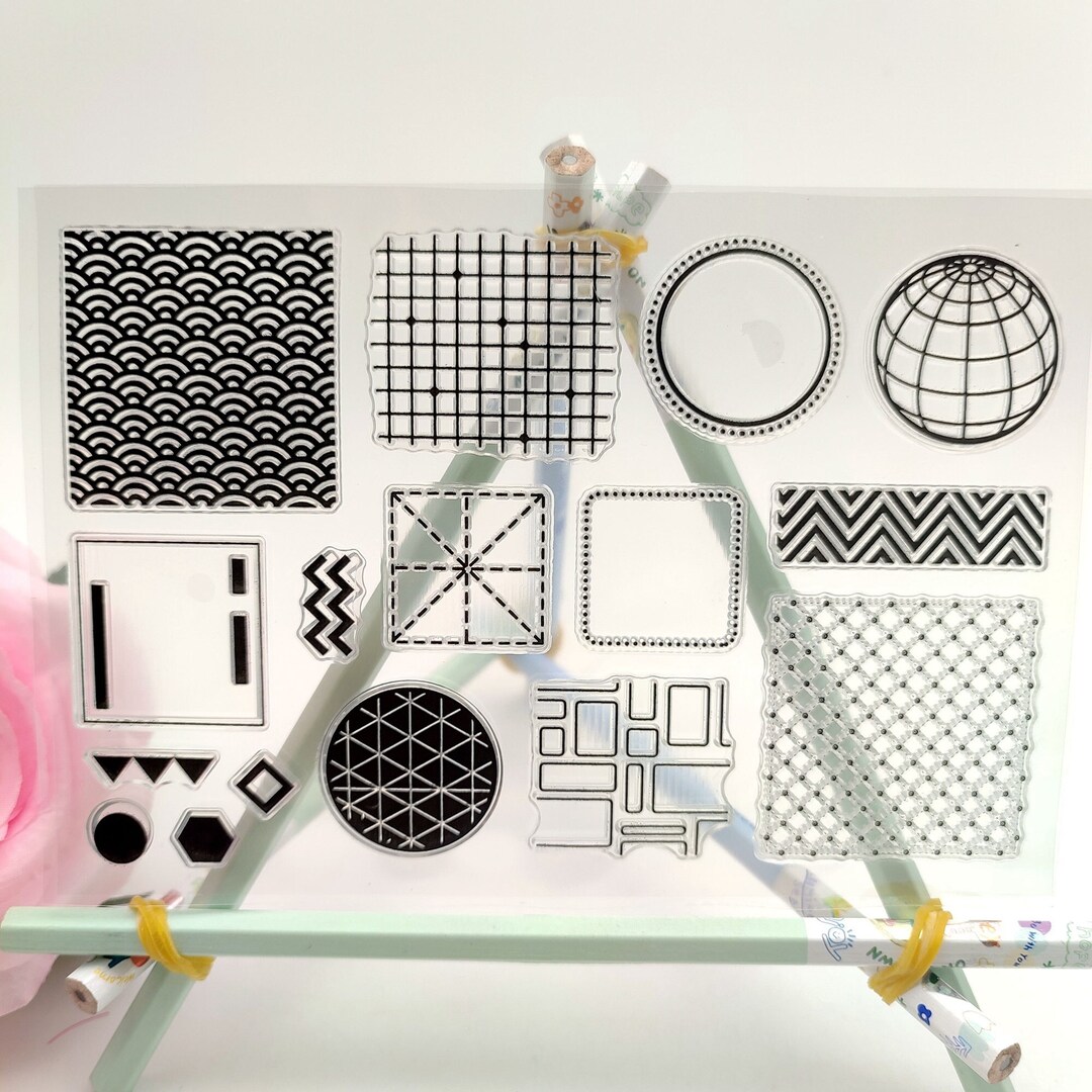 Lattice Ripple Check Circle Border Stamp Set Stamps Background Stamps ...