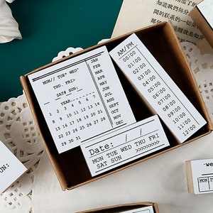 Planner Rubber Stamp Set Date Weekly Month Tracker Clock in - Etsy