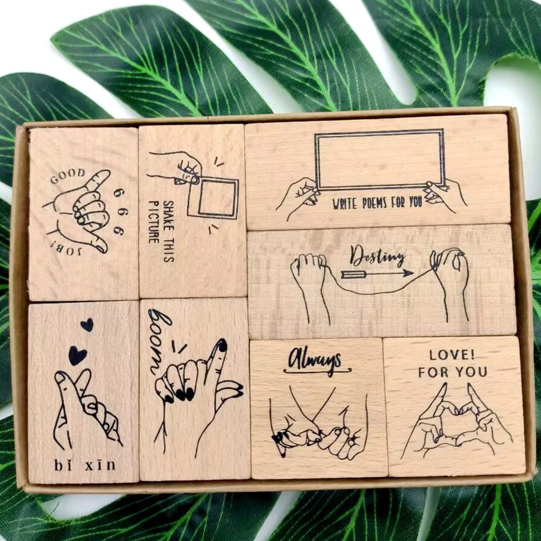 Gesture Rubber Stamp Set: Wooden Sign Stamps for Scrapbooking ...