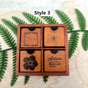 Floral Drawer Stamps Vintage Flowers Wood Rubber Stamps Set for Card ...