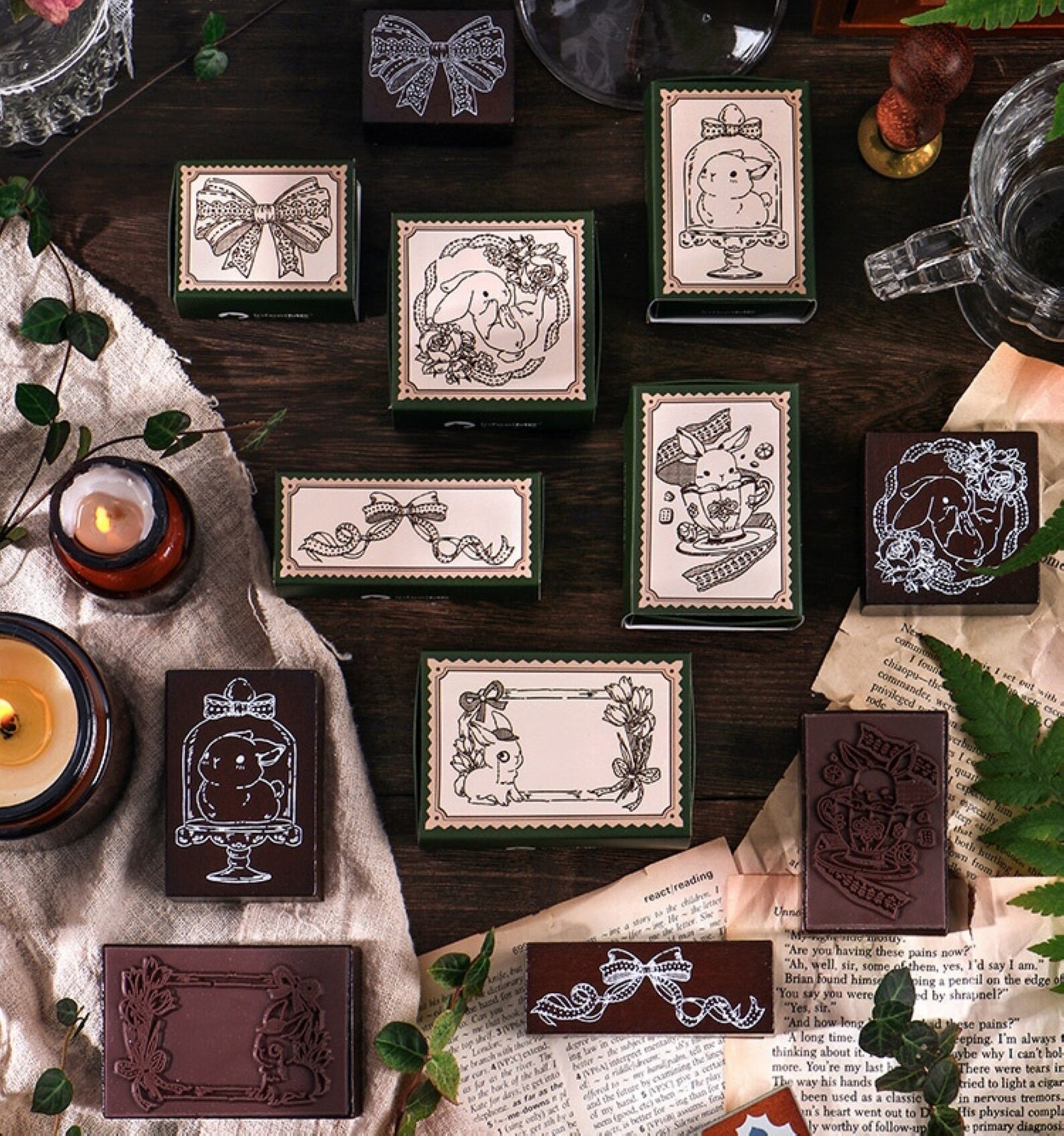 Cute Rabbits Stamp Bow Wreath Stamp for Cardmaking - Etsy